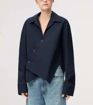 Loewe Cotton-blend Asymmetric Shirt - Navy