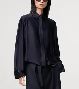Loewe Satin Cape Shirt - Navy