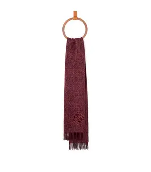 Loewe Wool-cashmere Anagram Scarf - Burgundy