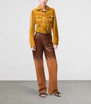 Loewe Cropped Suede Jacket - Brown