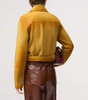 Loewe Cropped Suede Jacket - Brown