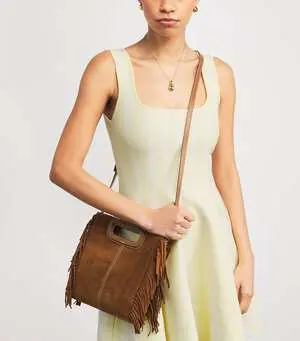 Maje Suede Fringed M Top-handle Bag