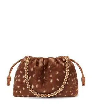 Loewe Medium Shearling Flamenco Shoulder Bag - Brown