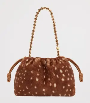 Loewe Medium Shearling Flamenco Shoulder Bag - Brown