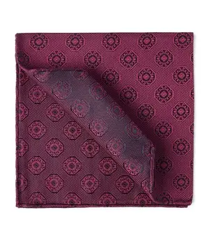Brunello Cucinelli Silk Medallion Pocket Square - Red