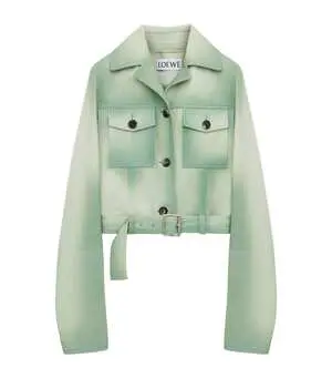 Loewe Lambskin Cropped Jacket - Green