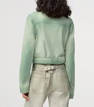Loewe Lambskin Cropped Jacket - Green