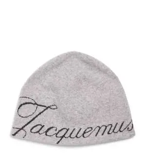 Jacquemus Wool-blend Logo Beanie - Grey
