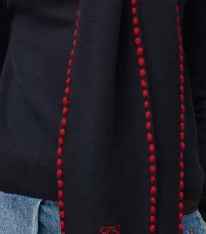 Loewe Wool-blend Scarf Sweater - Navy