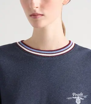 Prada Cotton Fleece Logo Sweatshirt - Blue