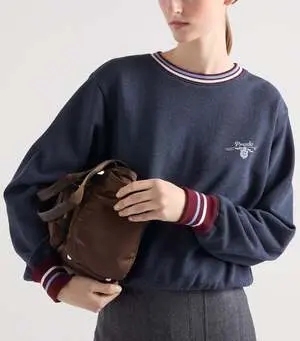 Prada Cotton Fleece Logo Sweatshirt - Blue