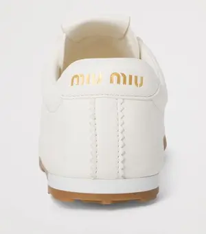 Miu Miu Nappa Leather Plume Sneakers - Neutral