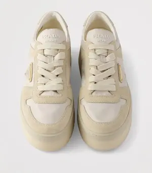 Prada Re-nylon And Suede Downtown Bold Sneakers - Neutral
