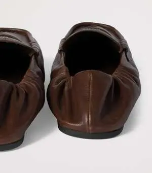 Miu Miu Nappa Leather Ruched Loafers - Brown