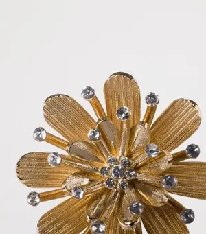 Miu Miu Crystal-embellished Floral Ring - Metallic