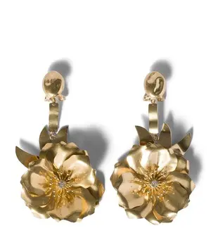 Miu Miu Floral Drop Clip-on Earrings - Metallic
