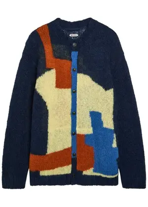 BODE Chapeau Colour-blocked Brushed Alpaca-blend Cardigan - Multicoloured 1
