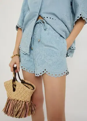 Zimmermann Daylight Embroidered Belted Shorts