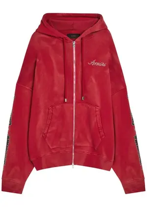 Amiri Bones Embellished Hooded Sweatshirt - Red