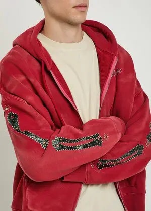Amiri Bones Embellished Hooded Sweatshirt - Red