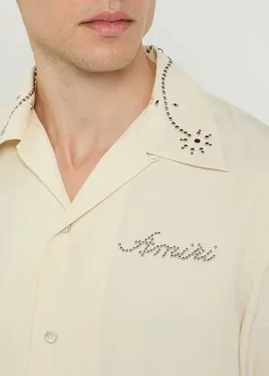 Amiri Stud Embellished Woven Shirt - Ivory