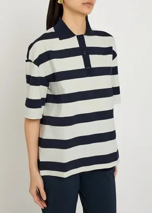 Max Mara Striped Jersey Polo Top