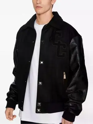 Place Of Ëlms Embossed-sleeve Embroidered Jacket