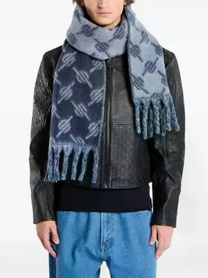 DAILY PAPER Riyo Monogram Fringed Scarf - Blue