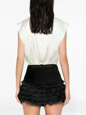 Sandro Satin-effect Cropped Top With Round Neckline - Neutrals