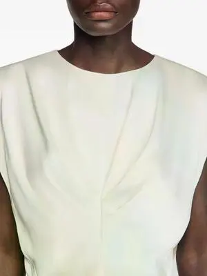 Sandro Satin-effect Cropped Top With Round Neckline - Neutrals