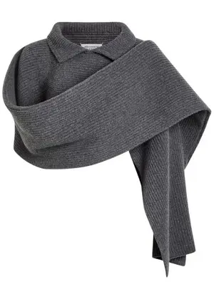 MAISON MARGIELA Collar-detail Ribbed Scarf - Dark Grey