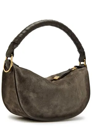 Chloé Marcie Small Suede Shoulder Bag - Dark Brown