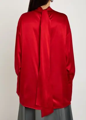 ARMARIUM Scarf-effect Stretch-silk Blouse - Red