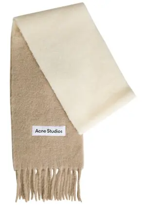 Acne Studios Logo-appliquéd Fringed Alpaca-blend Scarf - Beige