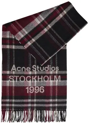 Acne Studios Logo-intarsia Checked Wool-blend Scarf - Black
