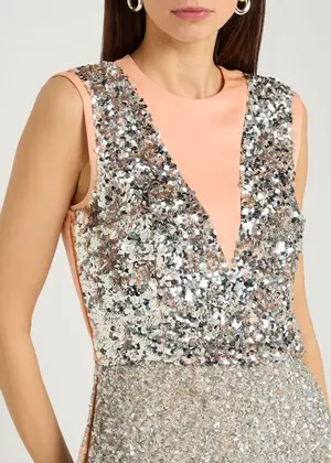 Rabanne Sequin-embellished Satin Top - Silver