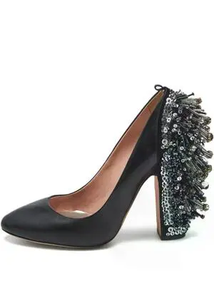 Rochas Crystal Embellished Leather Pumps