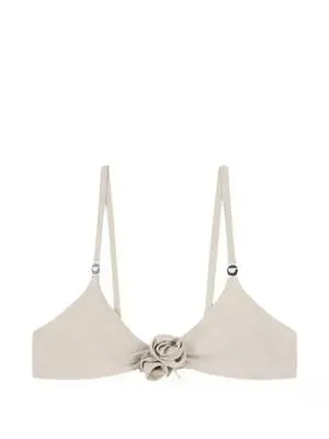Coperni Flower Gathered Bikini Top - Neutrals
