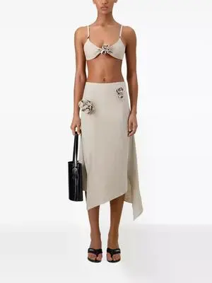Coperni Flower Gathered Bikini Top - Neutrals