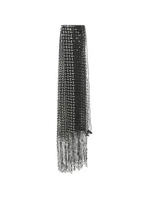 Giorgio Armani Sequins Fringe Scarf - White