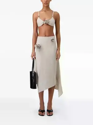 Coperni Floral Detail Asymmetric Midi Skirt - Neutrals