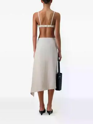 Coperni Floral Detail Asymmetric Midi Skirt - Neutrals