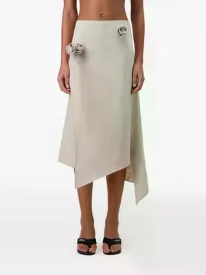 Coperni Floral Detail Asymmetric Midi Skirt - Neutrals