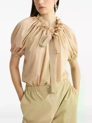 PATOU Ruffled Tie-neck Top - Neutrals