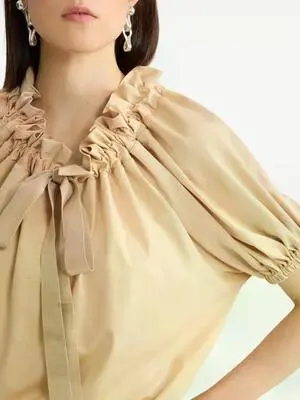 PATOU Ruffled Tie-neck Top - Neutrals
