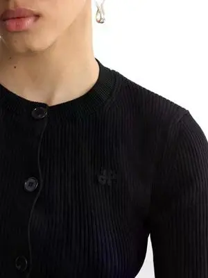 PATOU Cropped Ribbed Knit Cardigan - Black