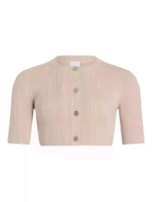 PATOU Ribbed Cropped Cardigan - Neutrals