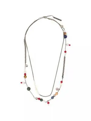 Dries Van Noten Double-chain Beaded Necklace - Silver