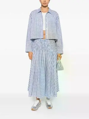 Maje Embellished Check Cotton Shirt With Removable Tie