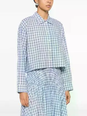 Maje Embellished Check Cotton Shirt With Removable Tie